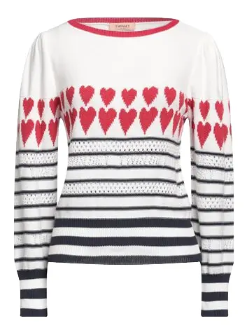 TWINSET Striped Lightweight Knit Sweater - White
