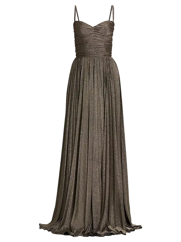 Dolce & Gabbana Metallic Ruched Pleated Gown - Oro