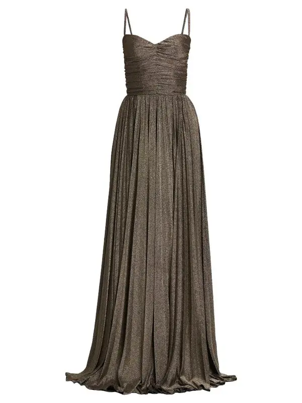 Dolce & Gabbana Metallic Ruched Pleated Gown - Oro