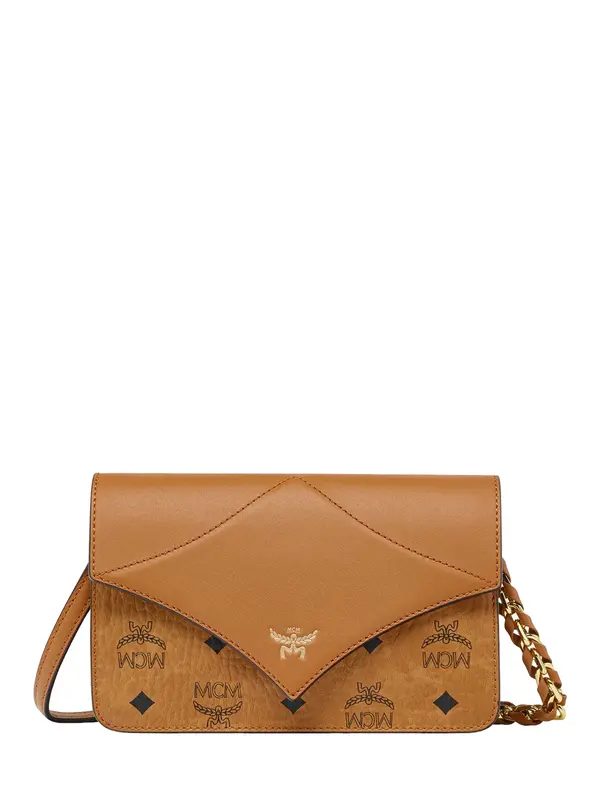 Mcm Diamond Visetos Shoulder Bag - Cognac