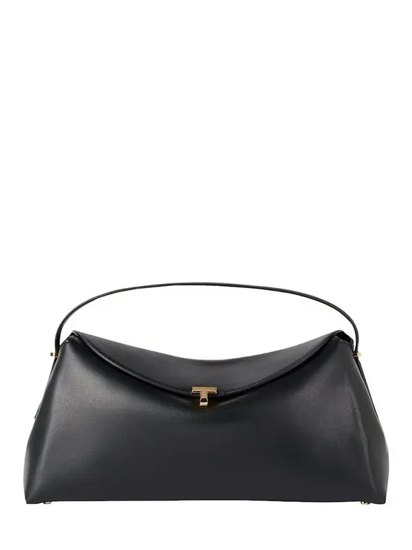TOTEME T-lock Leather Clutch - Black