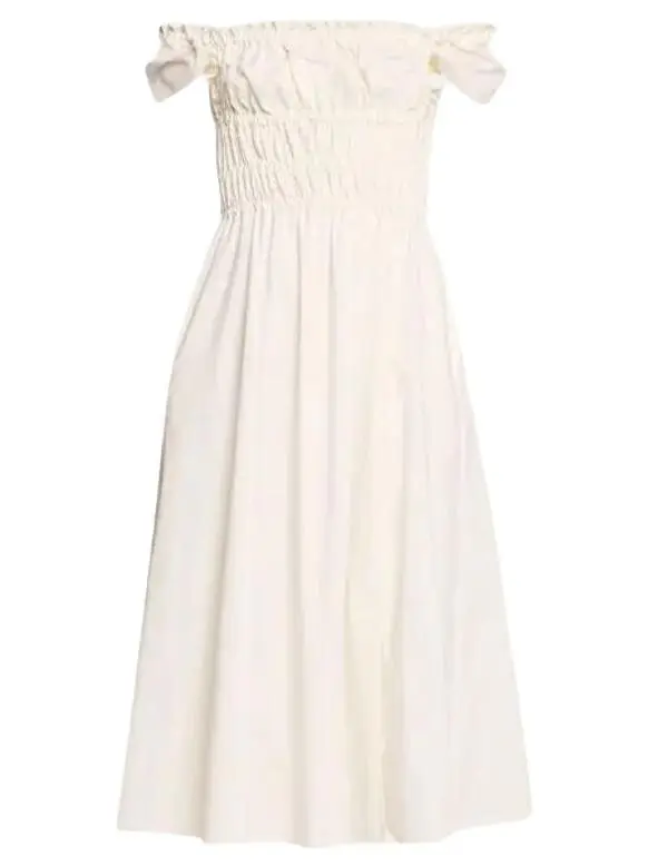 Altuzarra Lily Ruched Midi Dress - Optic White