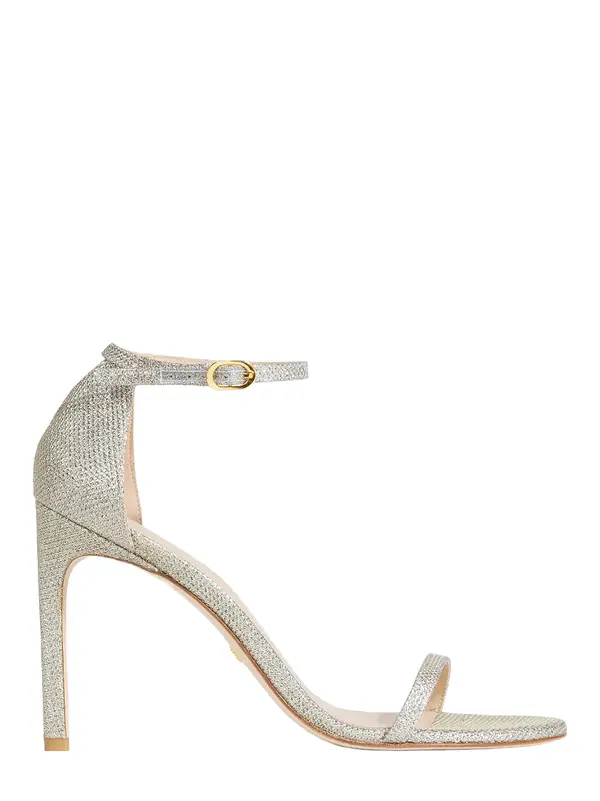 STUART WEITZMAN Glittered Woven Sandals - Platinum