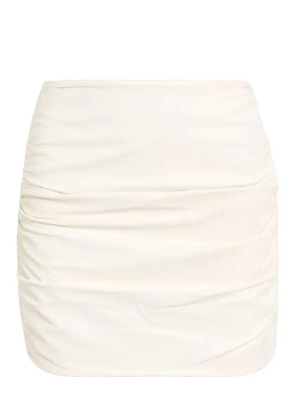 Michelle Mason Ruched Leather Mini Skirt - Ivory