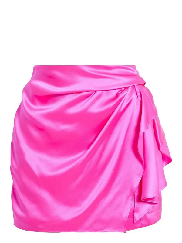 Michelle Mason Draped Silk-satin Mini Skirt - Bright Pink