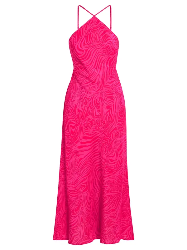 Rixo Opal Printed Silk-crepe Midi Dress - Fuchsia