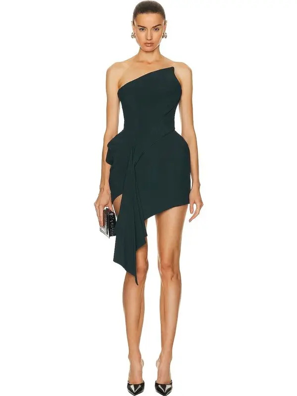 MUGLER Strapless Mini Dress - Dark Green