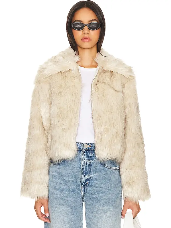 Steve Madden Juniper Faux Fur Coat - Cream