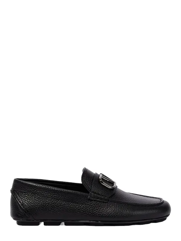 Valentino Garavani Vlogo Signature Leather Driving Loafers - Black