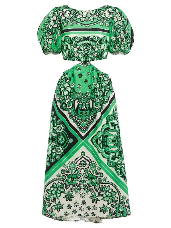 Red Valentino Printed Cotton Midi Dress - Green