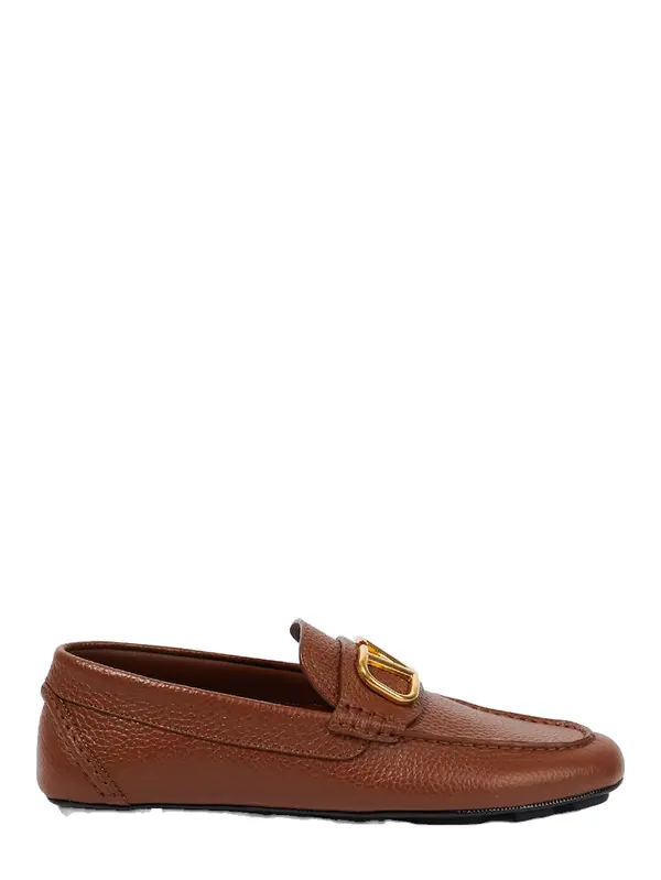 Valentino Garavani Vlogo Signature Leather Driving Loafers - Brown