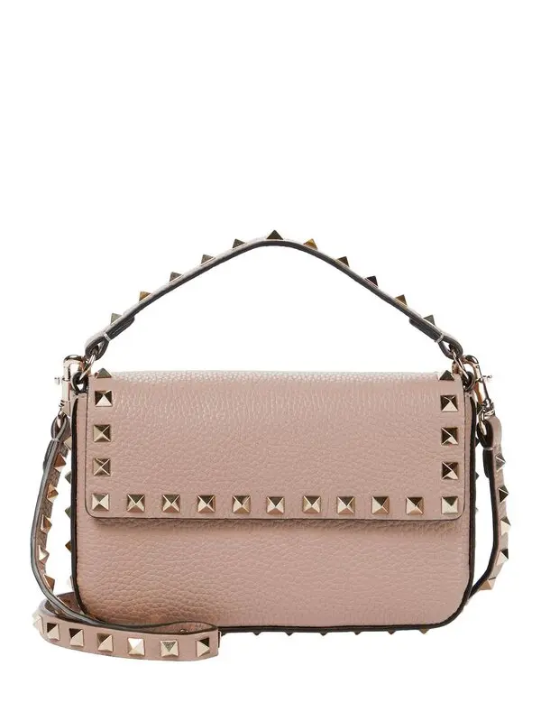 Valentino Garavani Rockstud Small Leather Shoulder Bag - Beige
