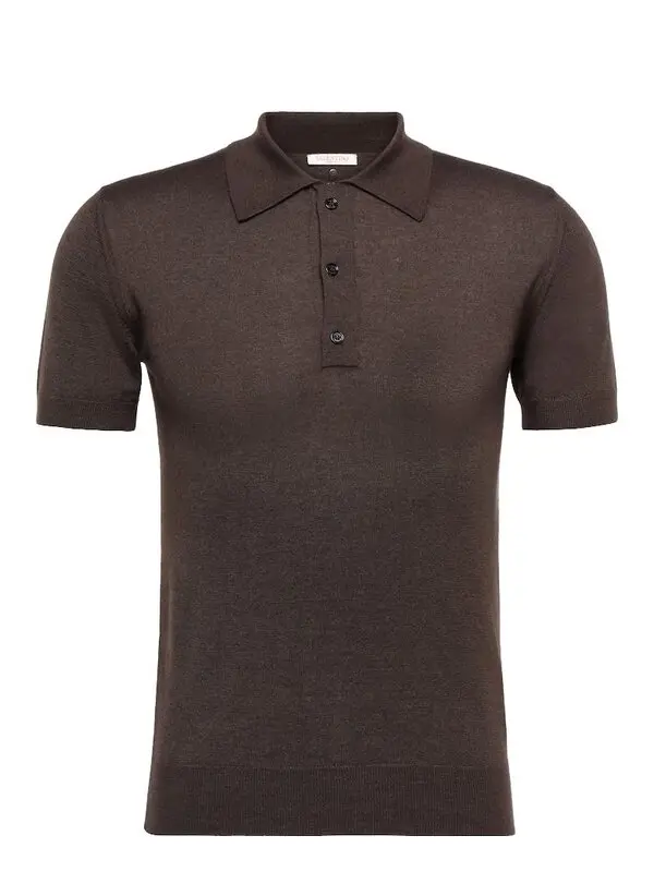 Valentino Garavani Cashmere And Silk Polo Shirt - Brown
