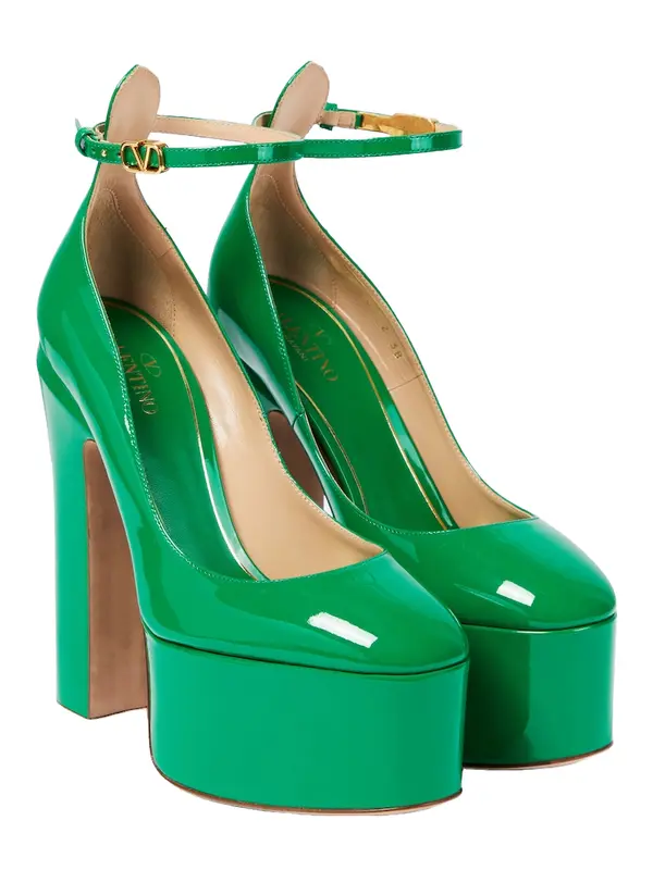 Valentino Garavani Tan-go 155 Leather Platform Pumps - Green