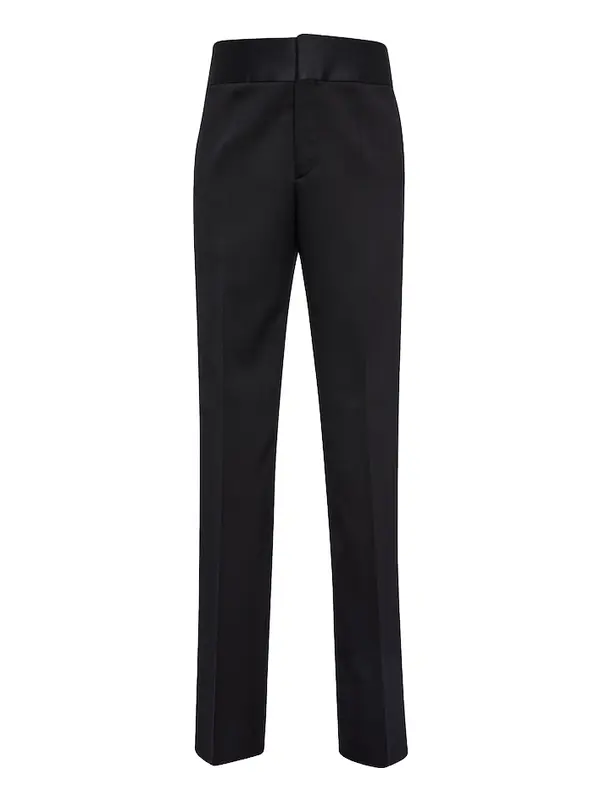 Valentino Garavani Straight Leg Virgin Wool Pants - Black