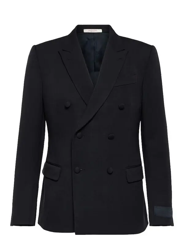 Valentino Garavani Double-breasted Wool Blazer - Blue