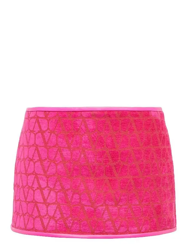 Valentino Garavani Toile Iconographe Velvet Miniskirt - Pink