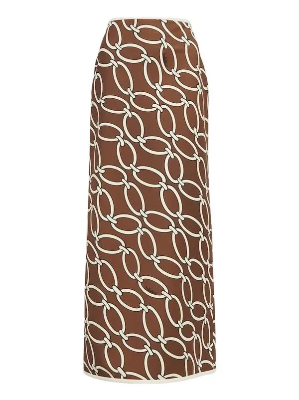 Valentino Garavani Chain-print Maxi Skirt - Brown