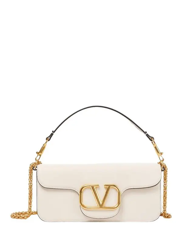 Valentino Garavani Locò Leather Shoulder Bag - White