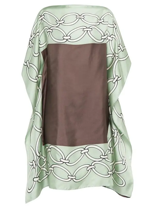 Valentino Garavani Chain-print Silk Kaftan - Green