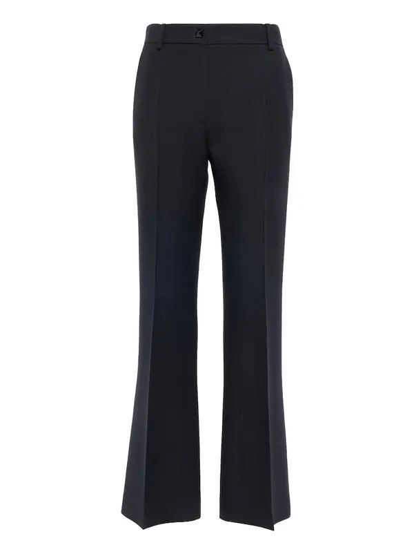 Valentino Garavani High-rise Wool And Silk Trousers - Black