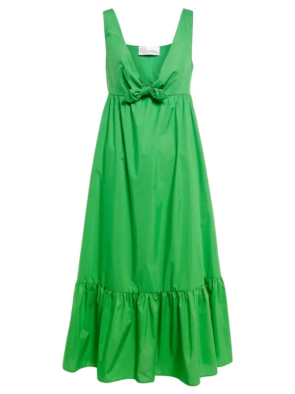 Red Valentino Cotton-blend Poplin Midi Dress - Green