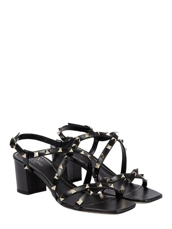 Valentino Garavani Rockstud Leather Sandals - Black