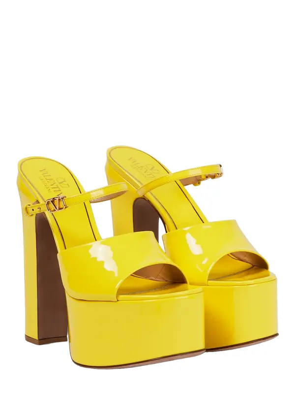 Valentino Garavani Tan-go 155 Leather Platform Sandals - Yellow