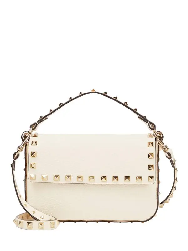 Valentino Garavani Rockstud Small Leather Shoulder Bag - White