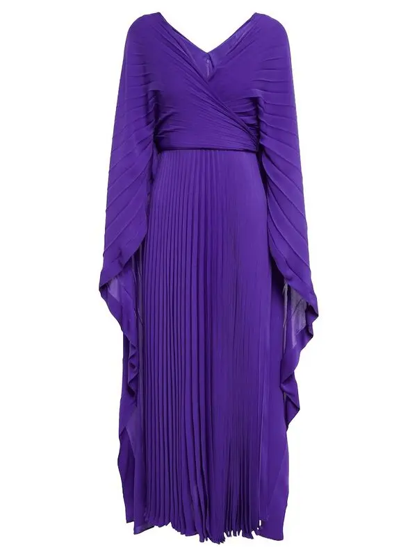 Valentino Garavani Pleated Silk Gown - Blue
