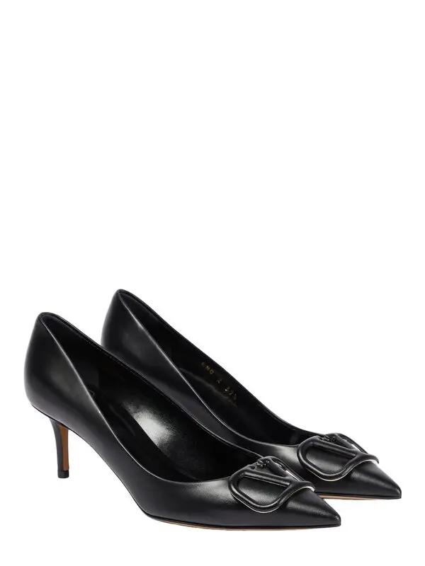 Valentino Garavani Vlogo Leather Pumps - Black