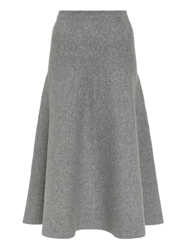 Valentino Garavani High-rise Wool-blend Midi Skirt - Grey