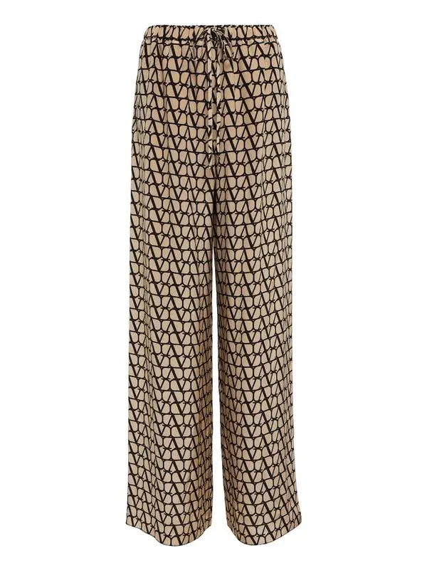 Valentino Garavani Toile Iconographe Wide-leg Pants - Beige