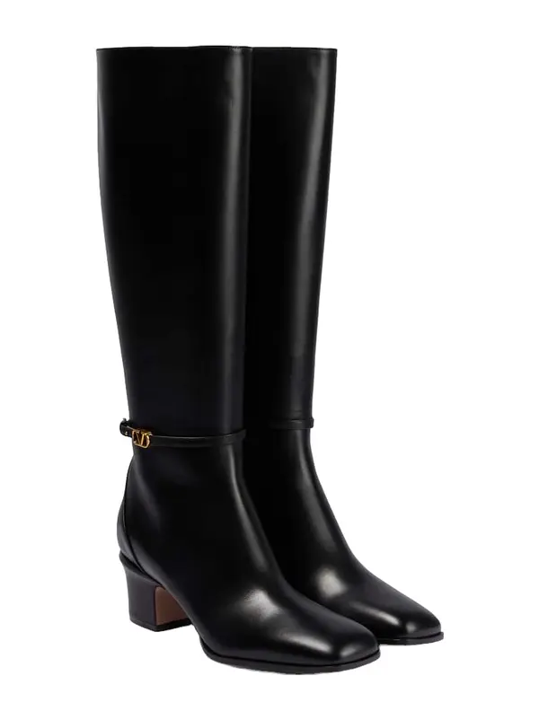 Valentino Garavani Leather Knee-high Boots - Black