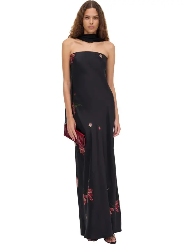 REFORMATION Oren Silk Midi Dress - Black