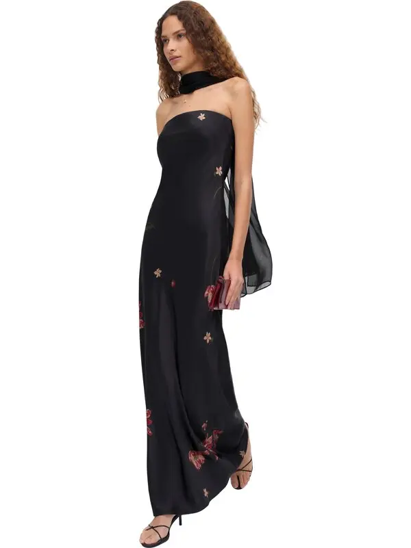 REFORMATION Oren Silk Midi Dress - Black