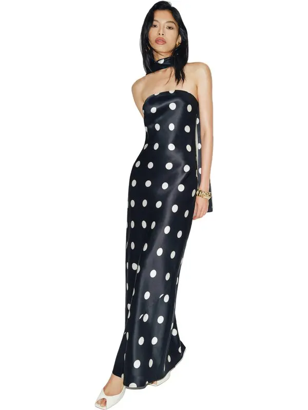 REFORMATION Oren Silk Midi Dress - Black
