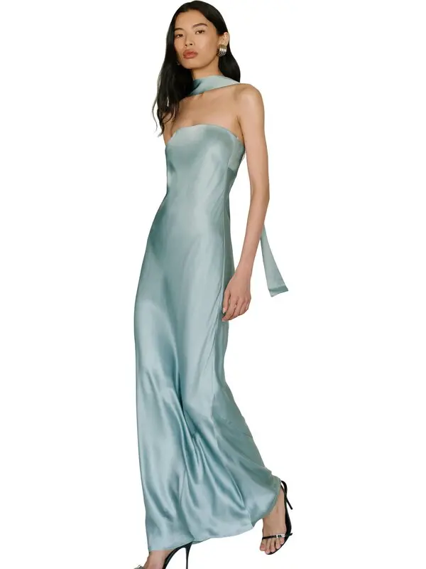 REFORMATION Oren Silk Midi Dress - Blue