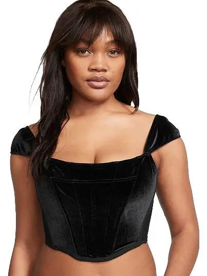 Victoria's Secret Dream Angels Velvet Corset Top - Black
