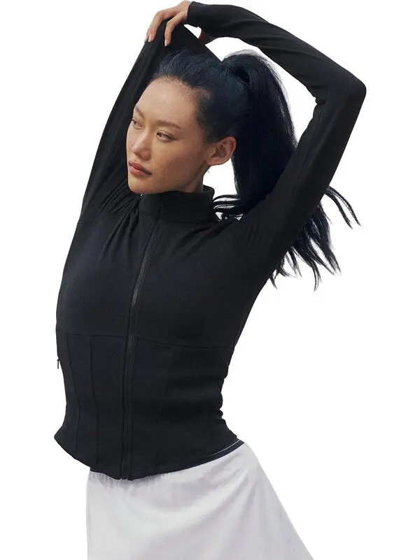 Alo Yoga Airbrush Corset Full Zip Jacket - Black