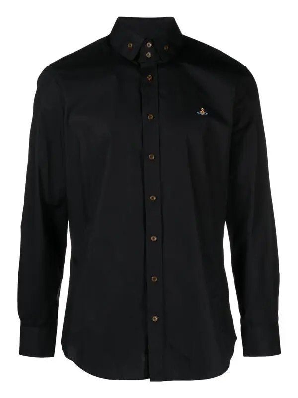 VIVIENNE WESTWOOD Orb-embroidered Poplin Shirt - Black