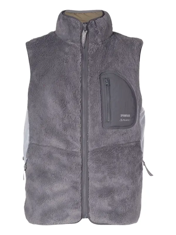 SPOONYARD Reversible Fleece Vest With Logo - Grey