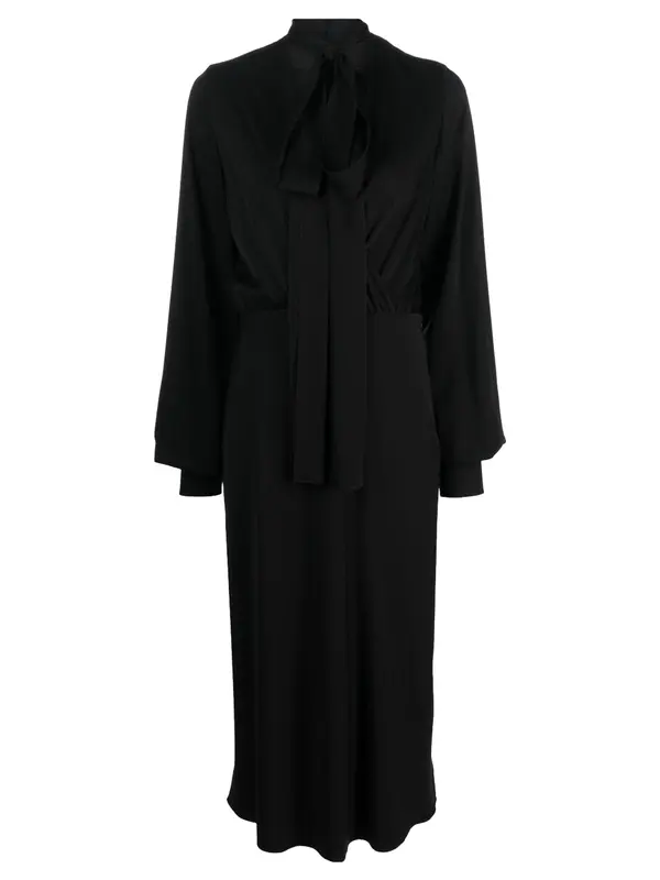Sportmax Attached-scarf Silk-blend Midi Dress - Black
