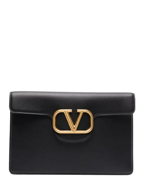 Valentino Garavani Locò Leather Clutch Bag - Black