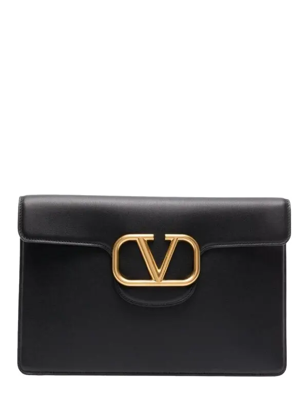 Valentino Garavani Locò Leather Clutch Bag - Black