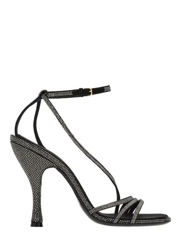 FERRAGAMO 105mm Crystal-embellished Leather Sandals - Black