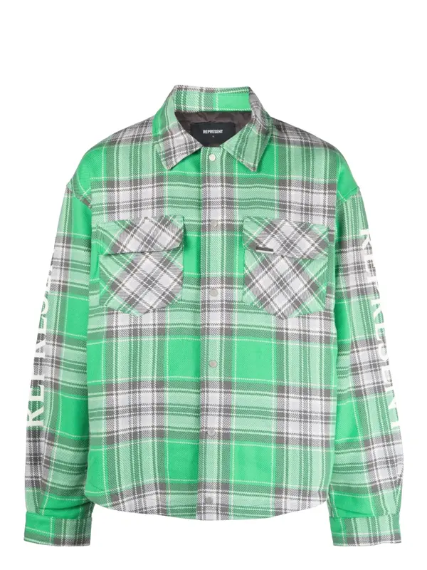 REPRESENT Quilted Cotton Blend Over Shirt - Green