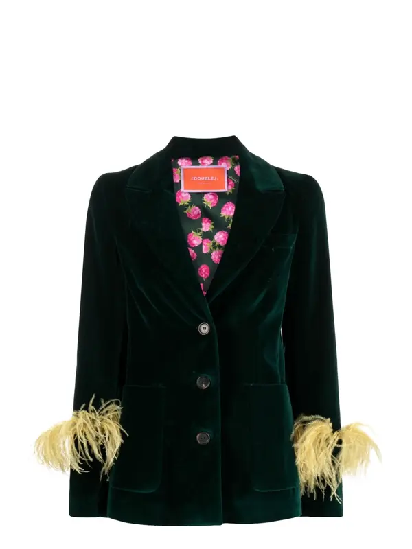 La DoubleJ Keaton Feather-detailing Blazer - Green
