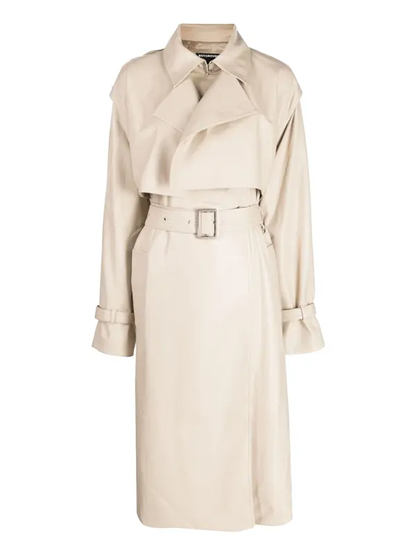 BOYAROVSKAYA Layered Belted Trench Coat - Brown