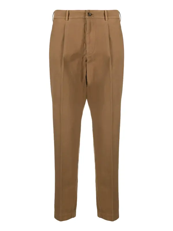 DELL'OGLIO Pleated Tapered Trousers - Brown